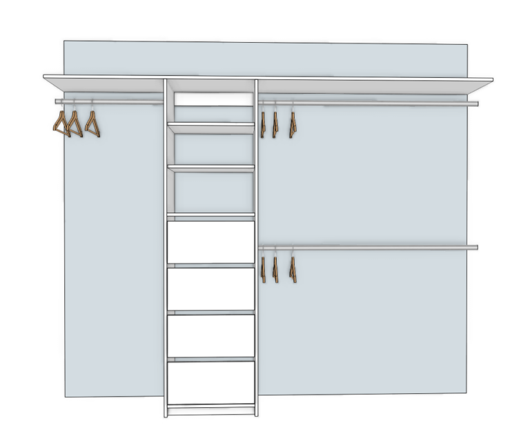 White Melamine Cabinetry Design A - DIY Kit - Drawer Tower - Bespoke Robes